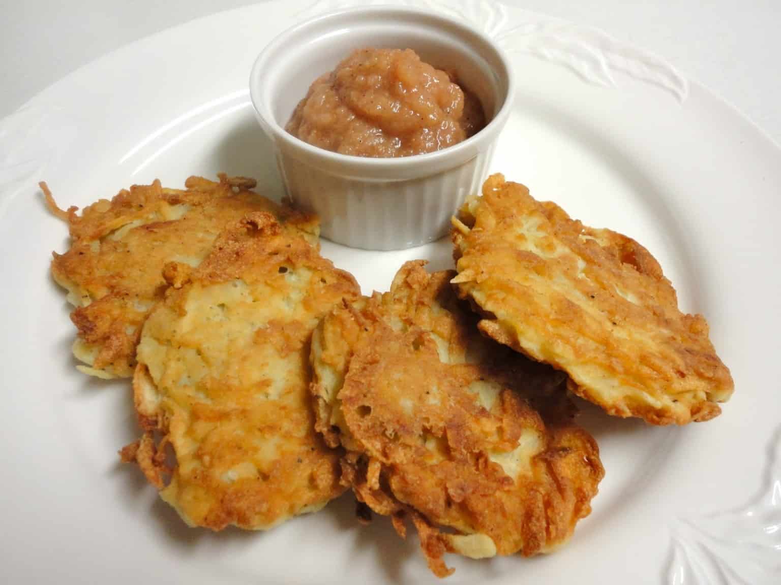 SIMPLEST EVER POTATO LATKES AND BAKED APPLESAUCE FROM INA GARTEN FOR ...