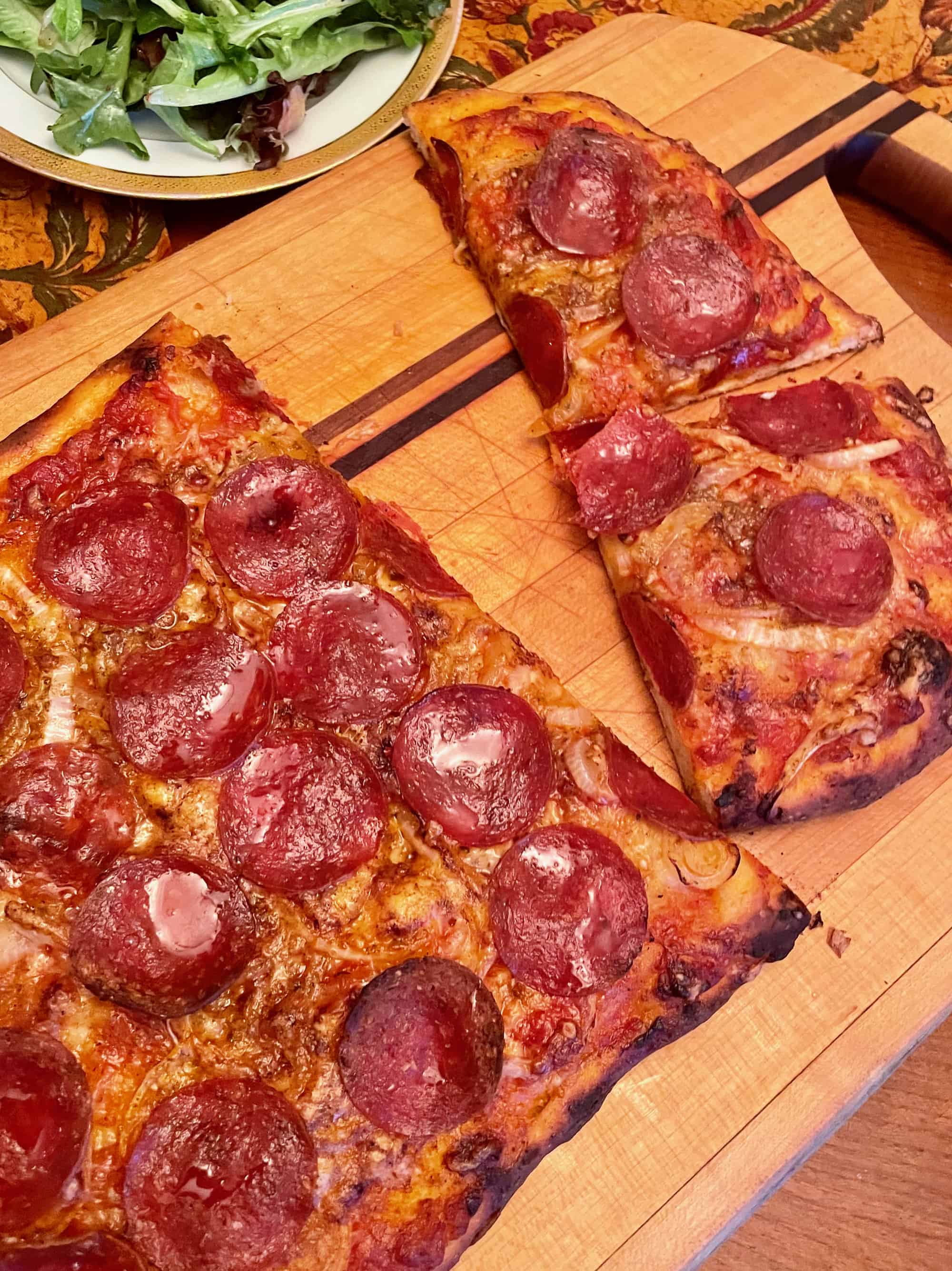 LOTS OF PEPPERONI PIZZA WITH SPICY HONEY SAUCE