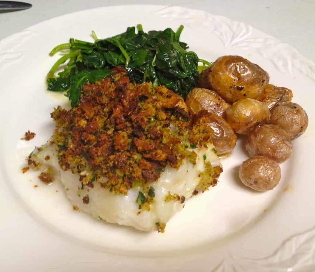 Dockside’s Herb-Crusted Cod with Lemon-Dill Beurre Blanc Sauce