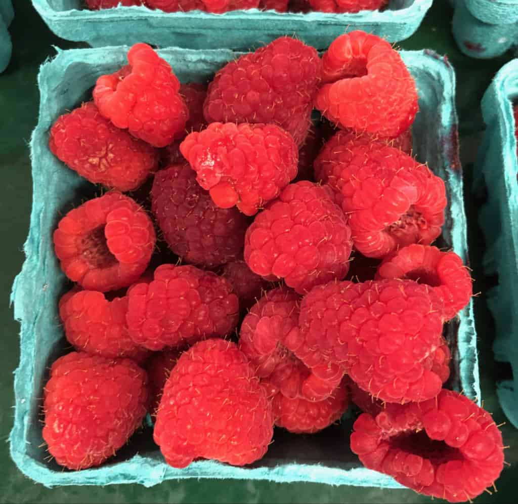 Peach Blueberry and Raspberry Cobbler