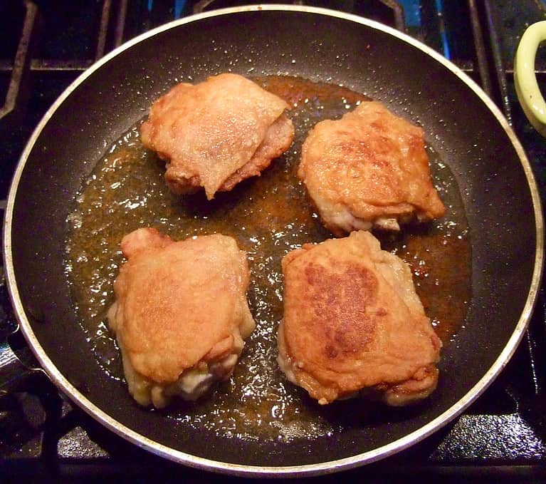 Crispy Chicken with Creamy Mushrooms and Snap Peas